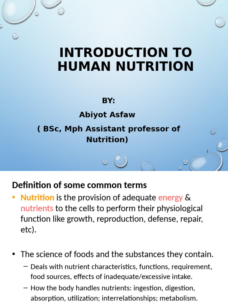 Introduction To Nutrition For Nurses Students | PDF | Nutrients ...