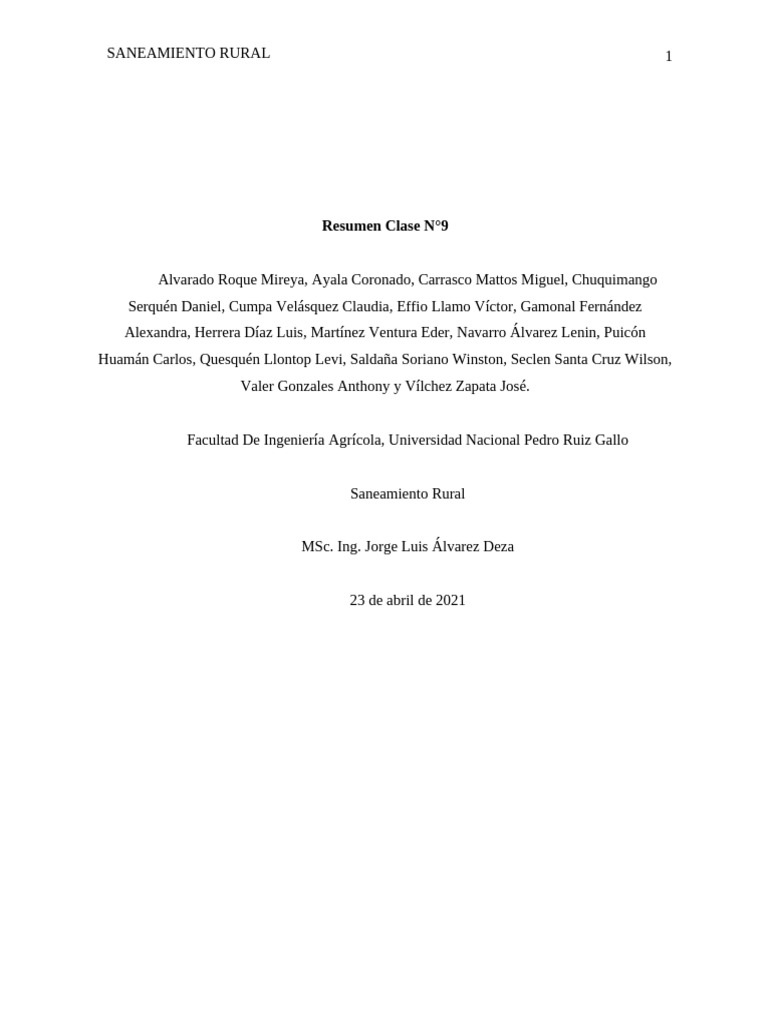 Resumen Clase N°9 | PDF | Aguas residuales | Tanque séptico