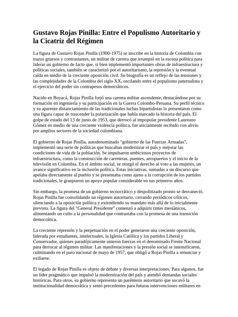 Gustavo Rojas Pinilla | PDF | Ciencias Políticas