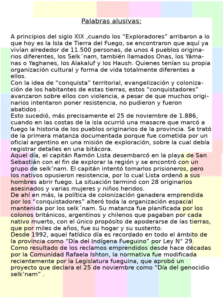 Genocidio Selk'nam: Memoria y Lucha | PDF