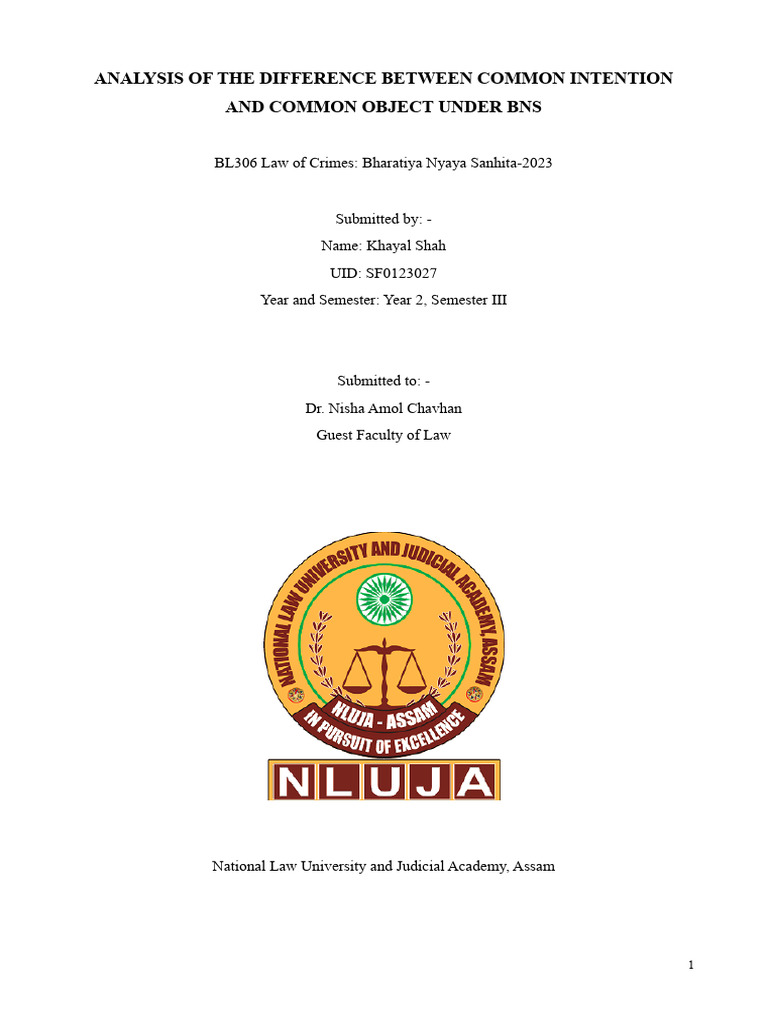 Common Intention vs. Common Object in BNS | PDF | Crimes | Crime & Violence