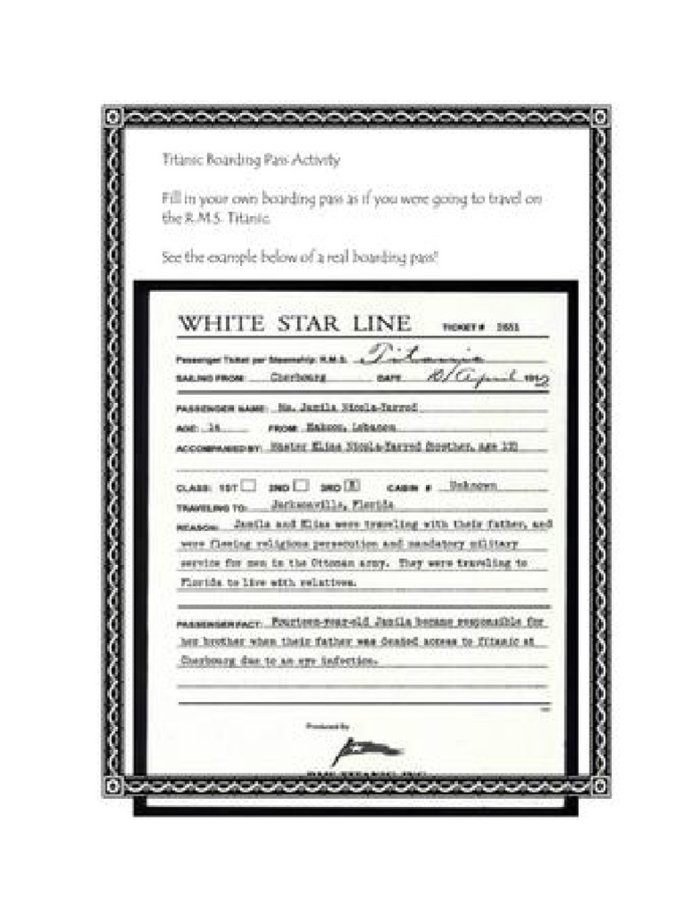 Titanic Boarding Pass | PDF