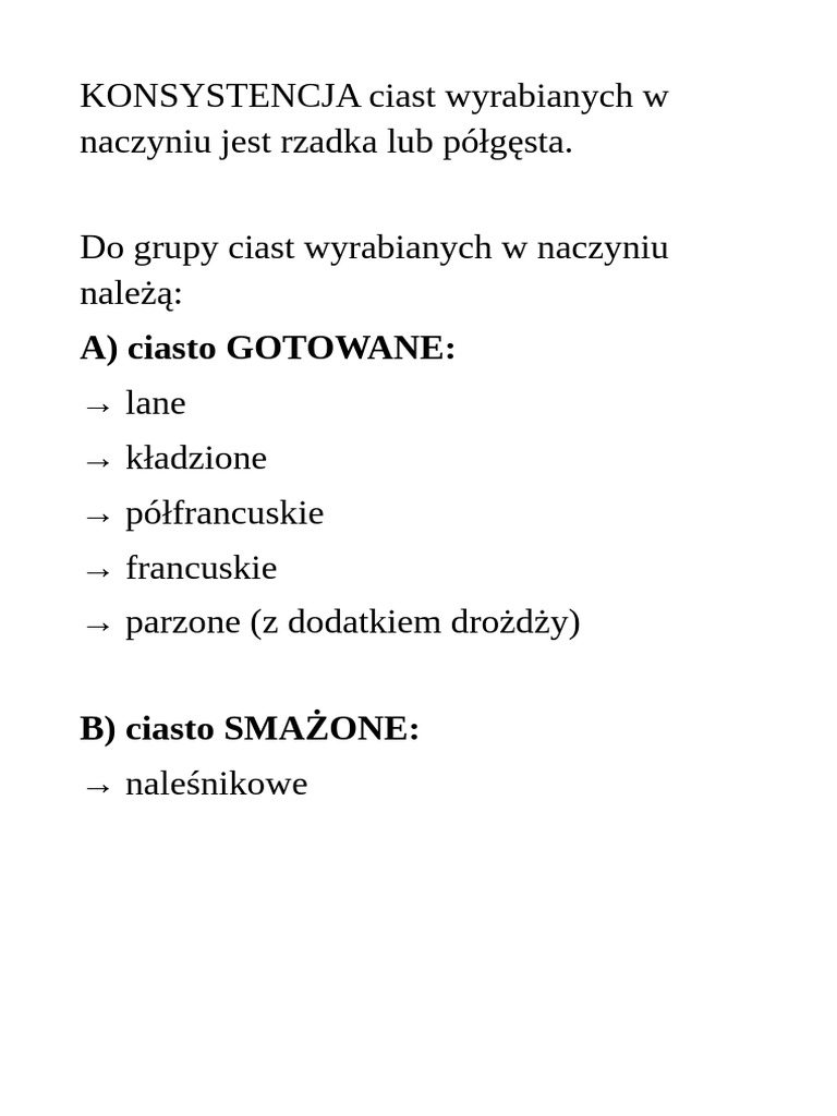 Ciasta Wyrabiane W Naczyniu | PDF