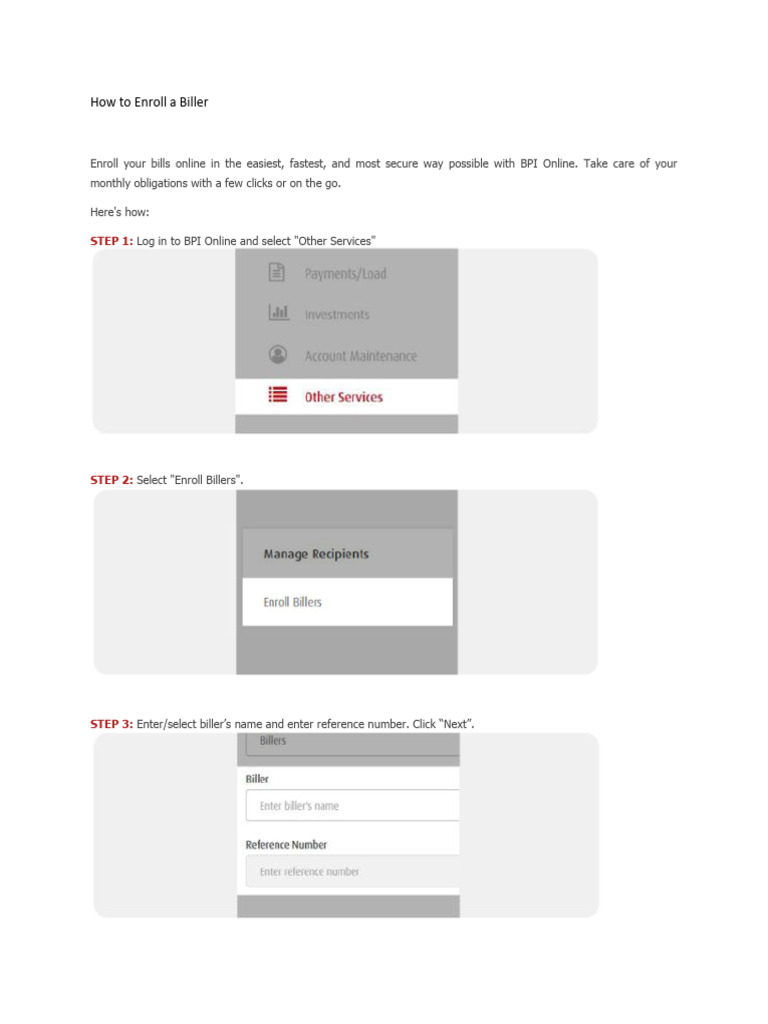 How To Pay Bills Using Bpi Online | PDF