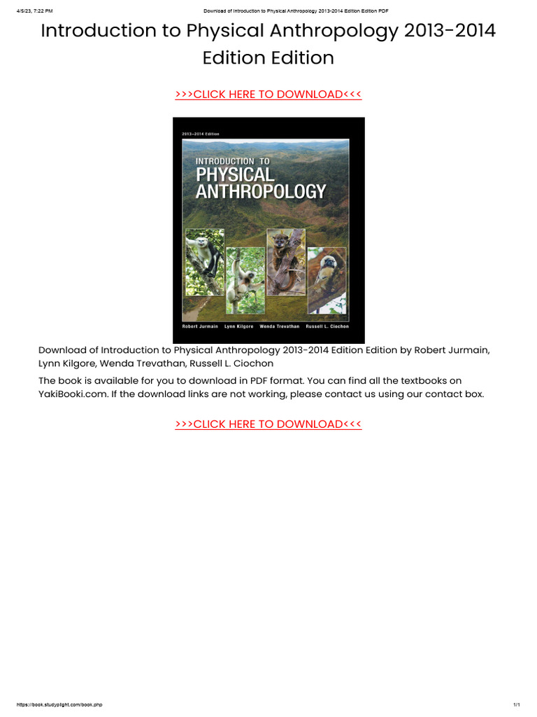Download Introduction to Physical Anthropology | PDF