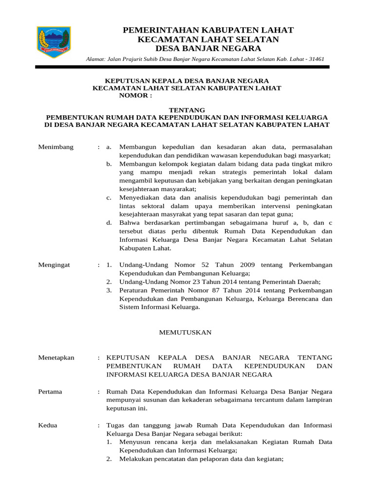 SK RUMAH DATAKU BANJAR NEGARA | PDF