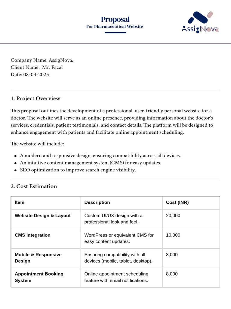 Proposal For Pharmaceutical Website | PDF | Search Engine Optimization ...