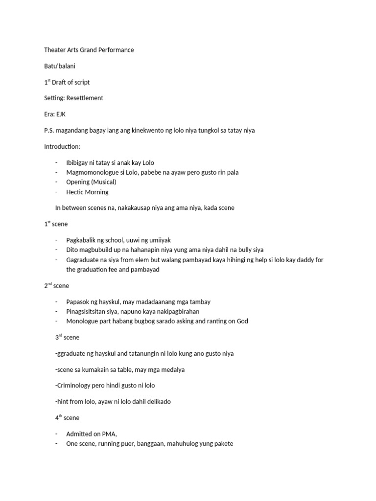 Script Draft For Teatro Hiraya | PDF