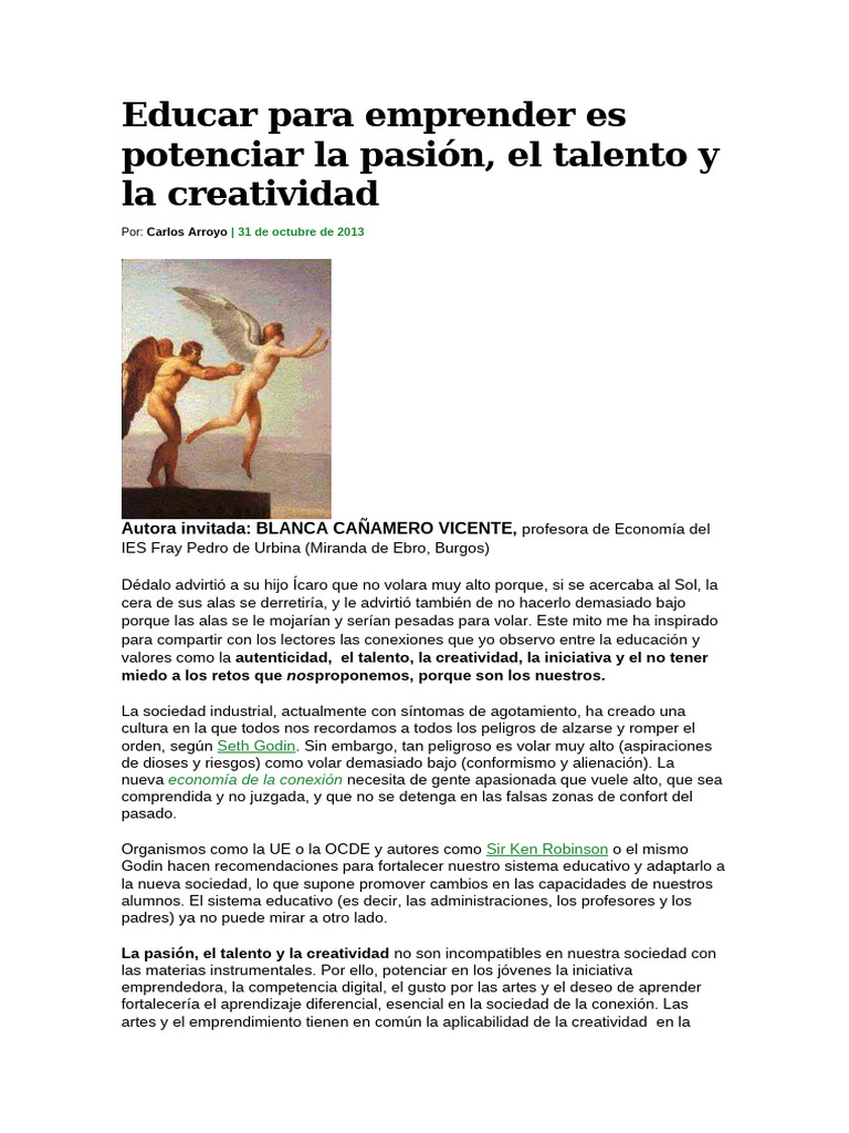Educar para Emprender Es Potenciar La Pasión MOD 1 | PDF | Iniciativa ...