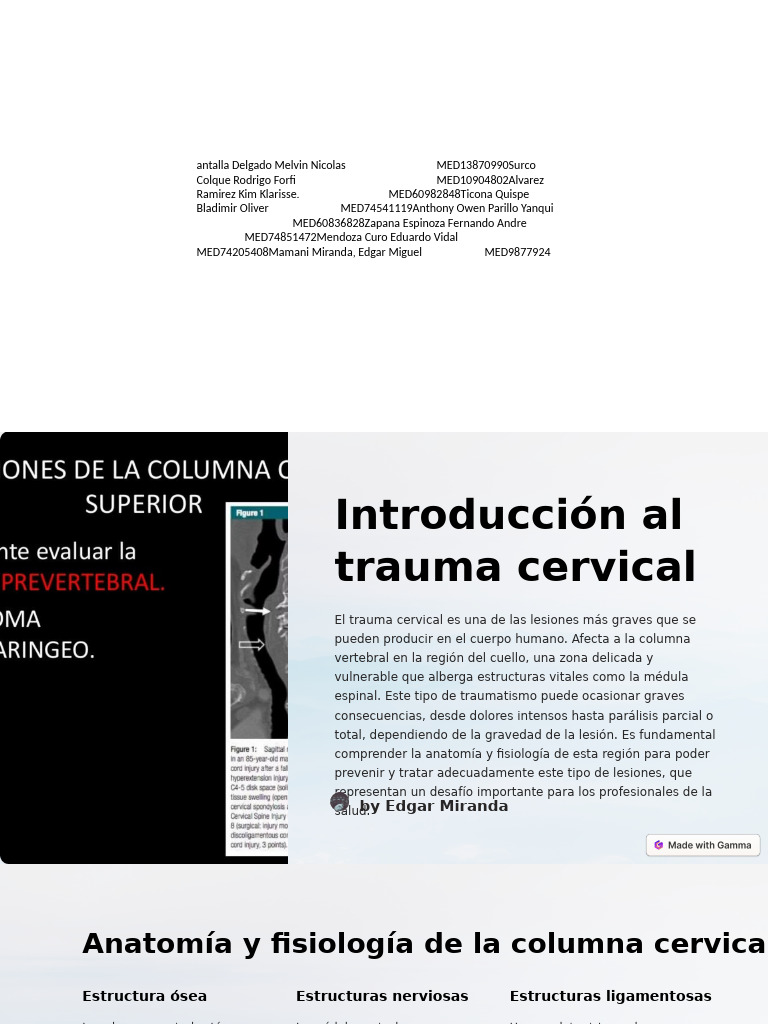 Introduccion Al Trauma Cervical | PDF | La columna vertebral | Vértebra