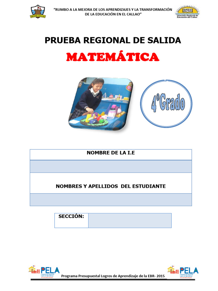 Prueba de Matemáticas 4to Grado EBR | PDF | Cocina | Alimentos