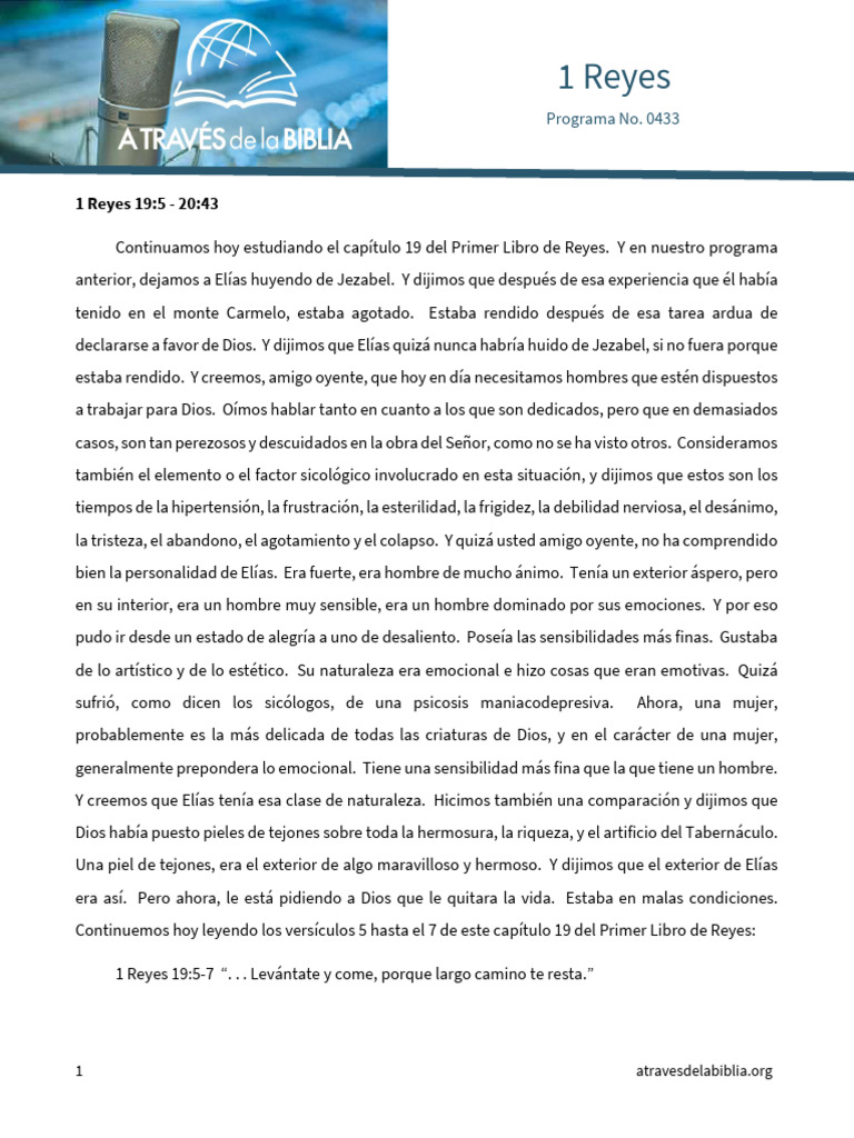1 Reyes 19,5-20,43 | PDF | Libros de reyes | Elijah