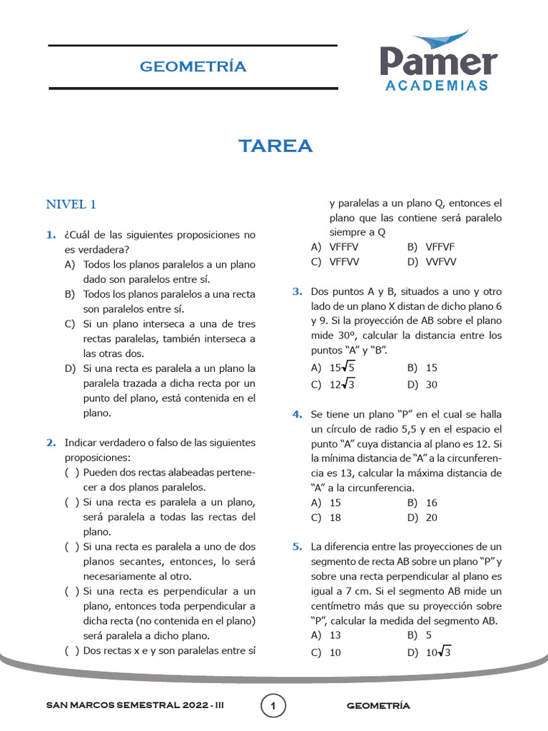 Geometría: Rectas y Planos en Espacio | PDF | Tetraedro | Geometría ...