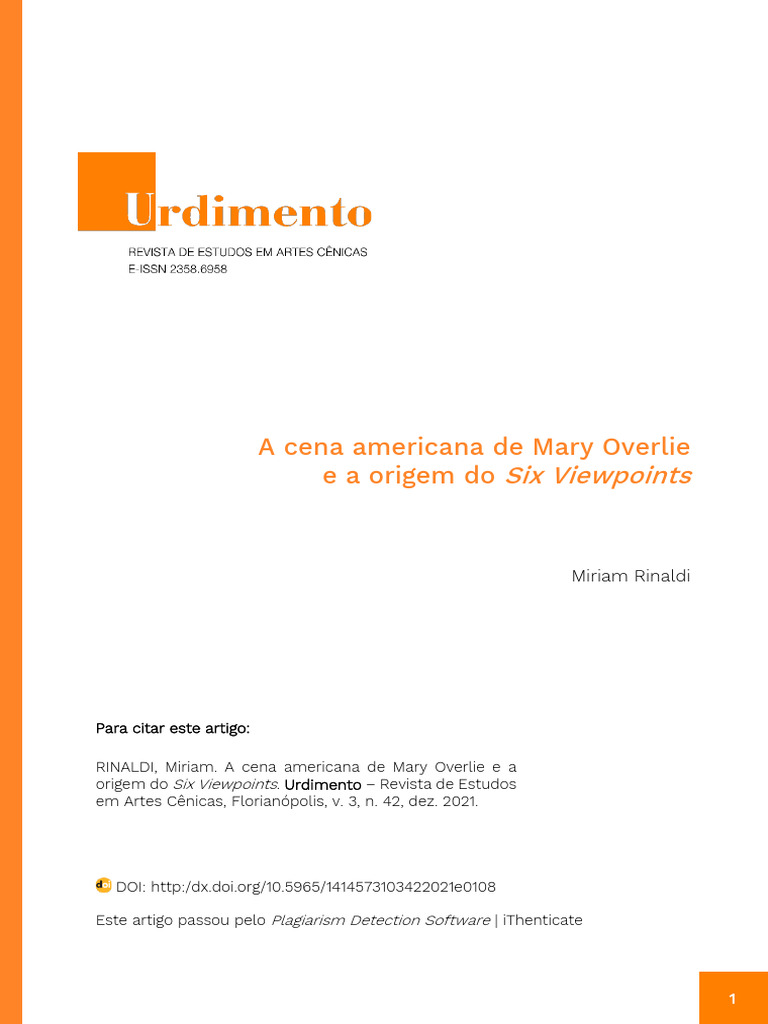 Six Viewpoints: Mary Overlie e sua origem | PDF | Danças | Balé