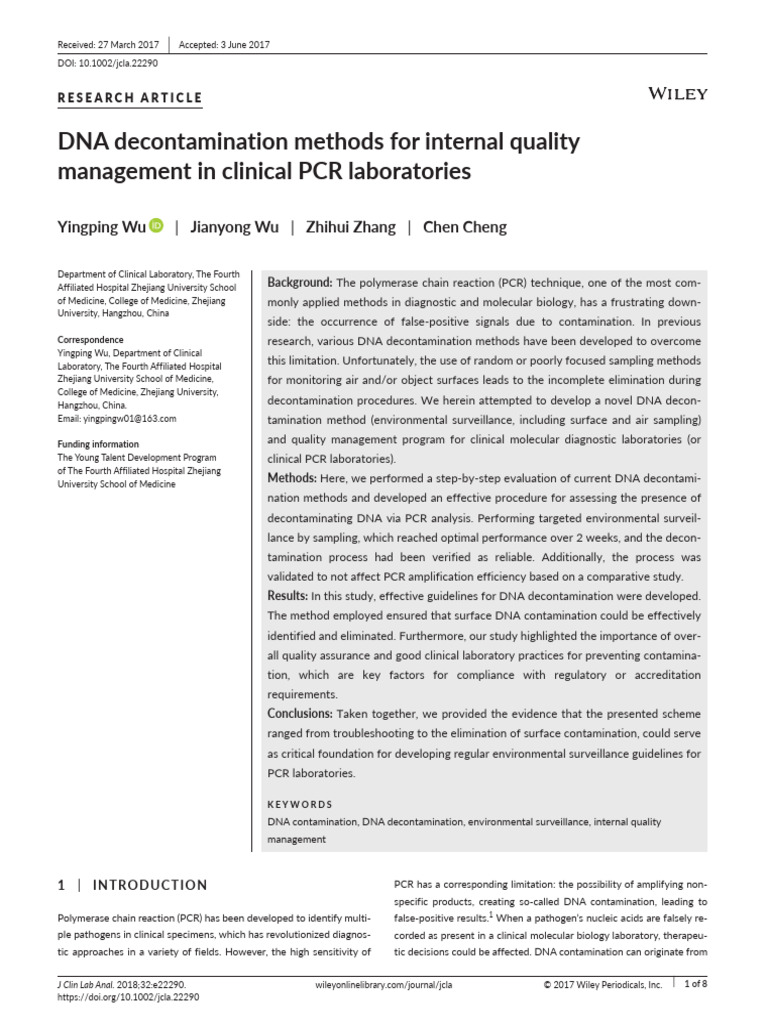 DNA Decontamination Methods in PCR Labs | PDF | Polymerase Chain ...
