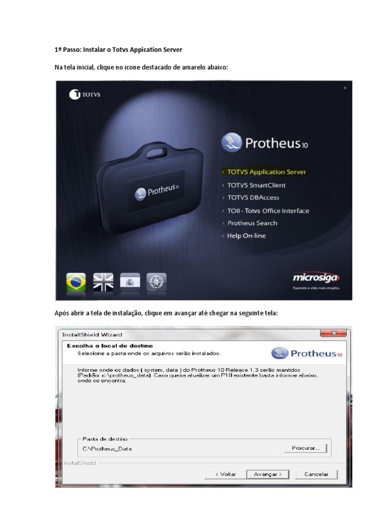 Instalacao Do Protheus | PDF | Servidor (informática) | Software de sistema