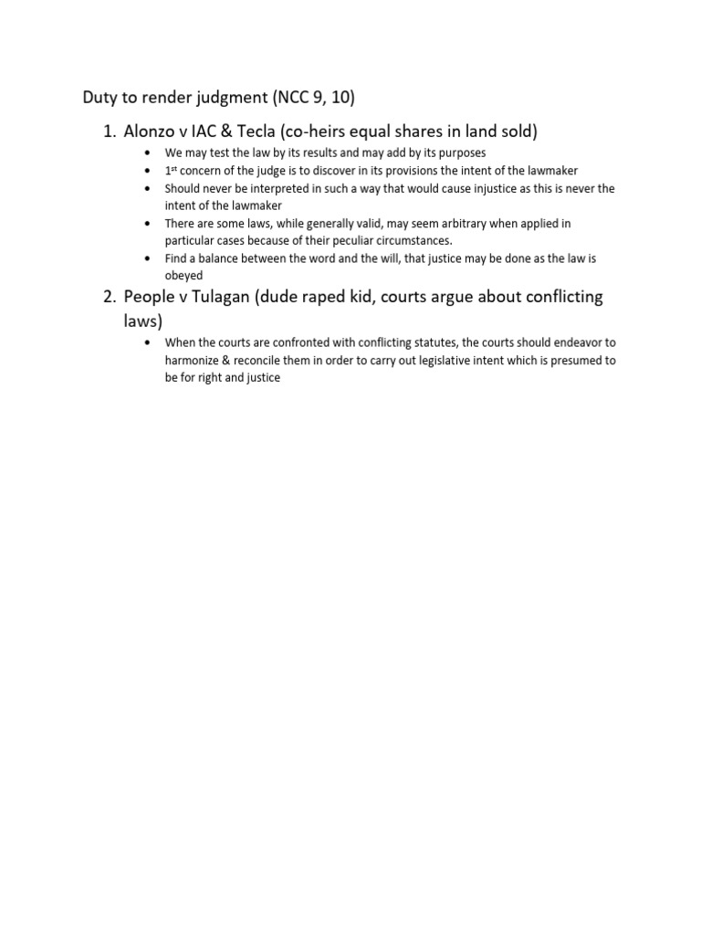 Duty To Render Judgment Case Ratio Summaries | PDF