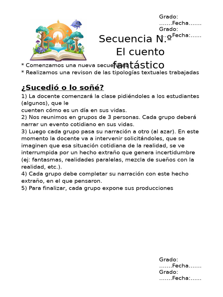 Actividades El Cuento Fantastico | PDF