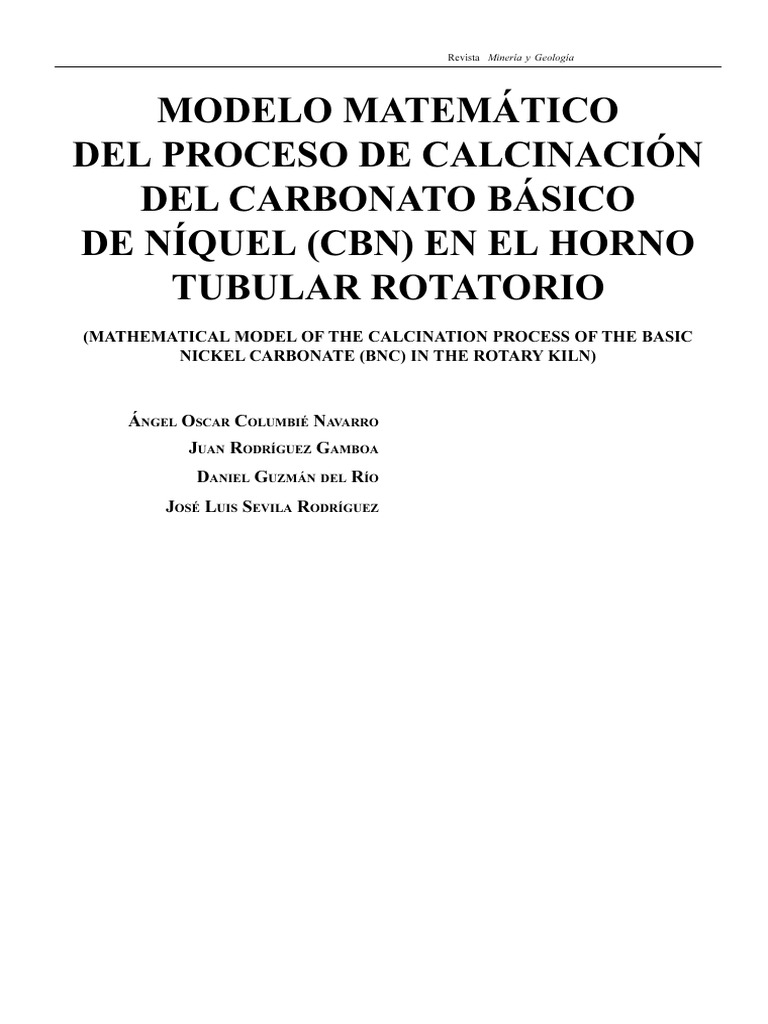 Horno Rotativo Modelo Matematico | PDF | Transferencia de calor | Calor