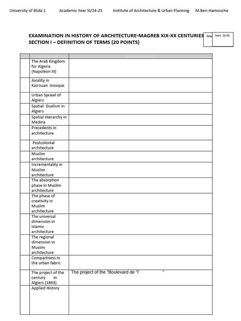 Exam Ha Si 24-25 English Answers | PDF | Mosque