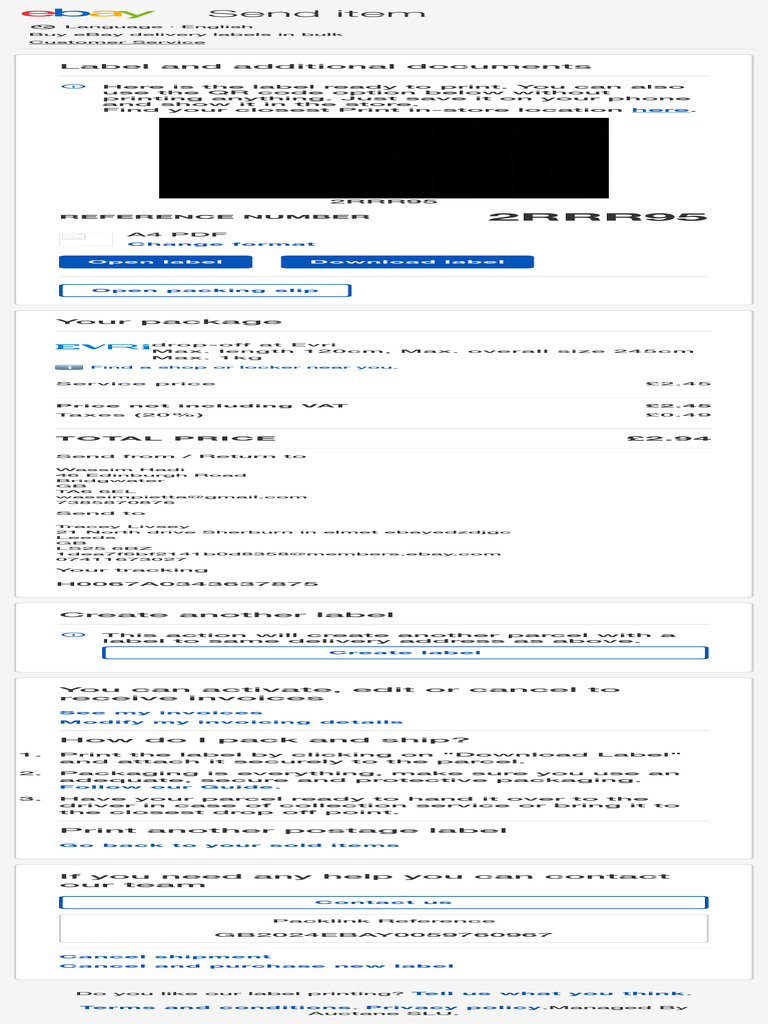 Bulk Purchase of eBay Shipping Labels | PDF