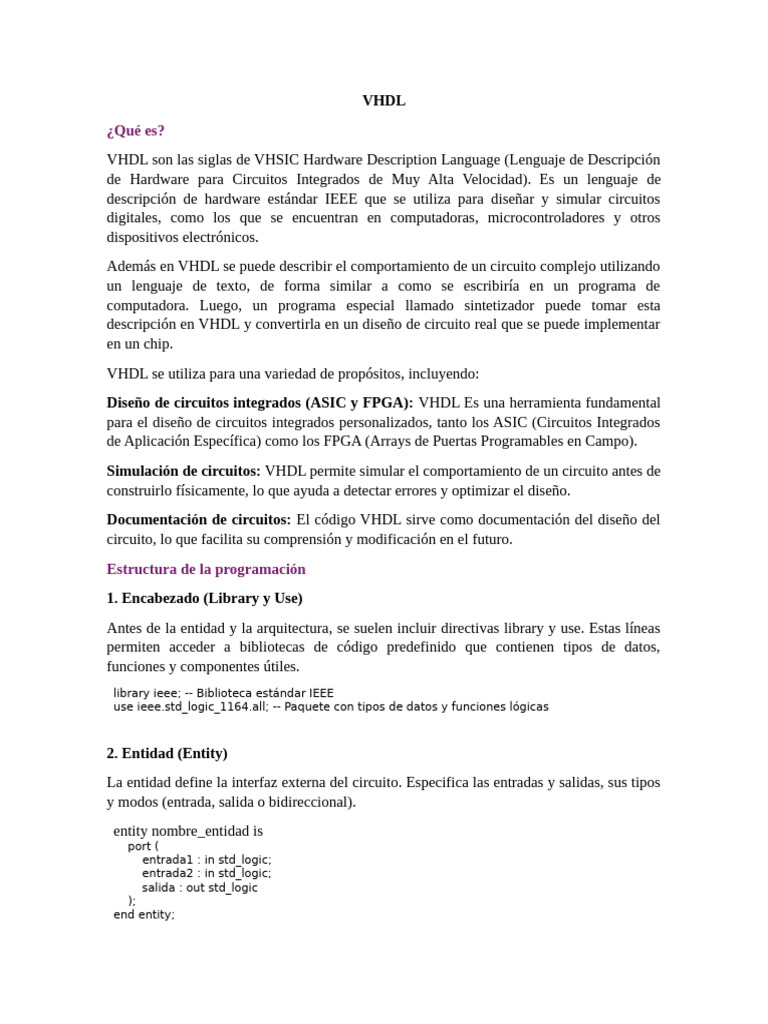 VHDL | PDF | Vhdl | Electrónica digital