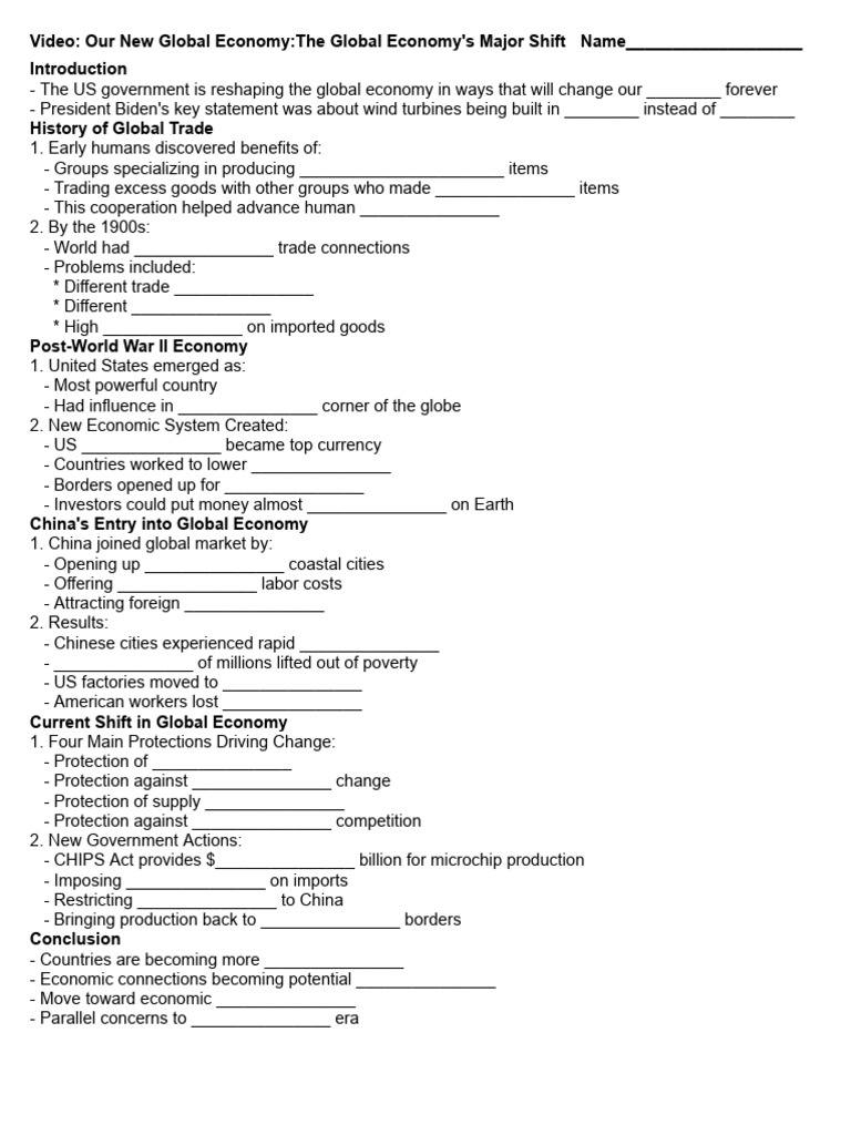 Our Global Economy Video - Guided Notes | PDF | Economic Globalization ...