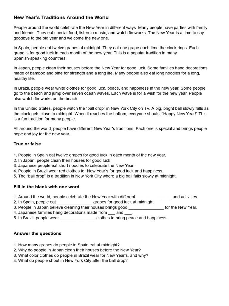 New Year's Traditions Around The World | PDF