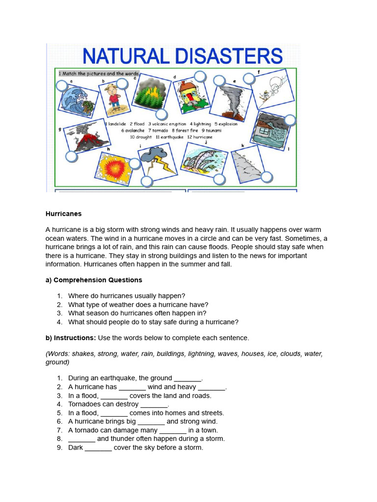 Natural Disasters Worksheet 29 - 10 | PDF