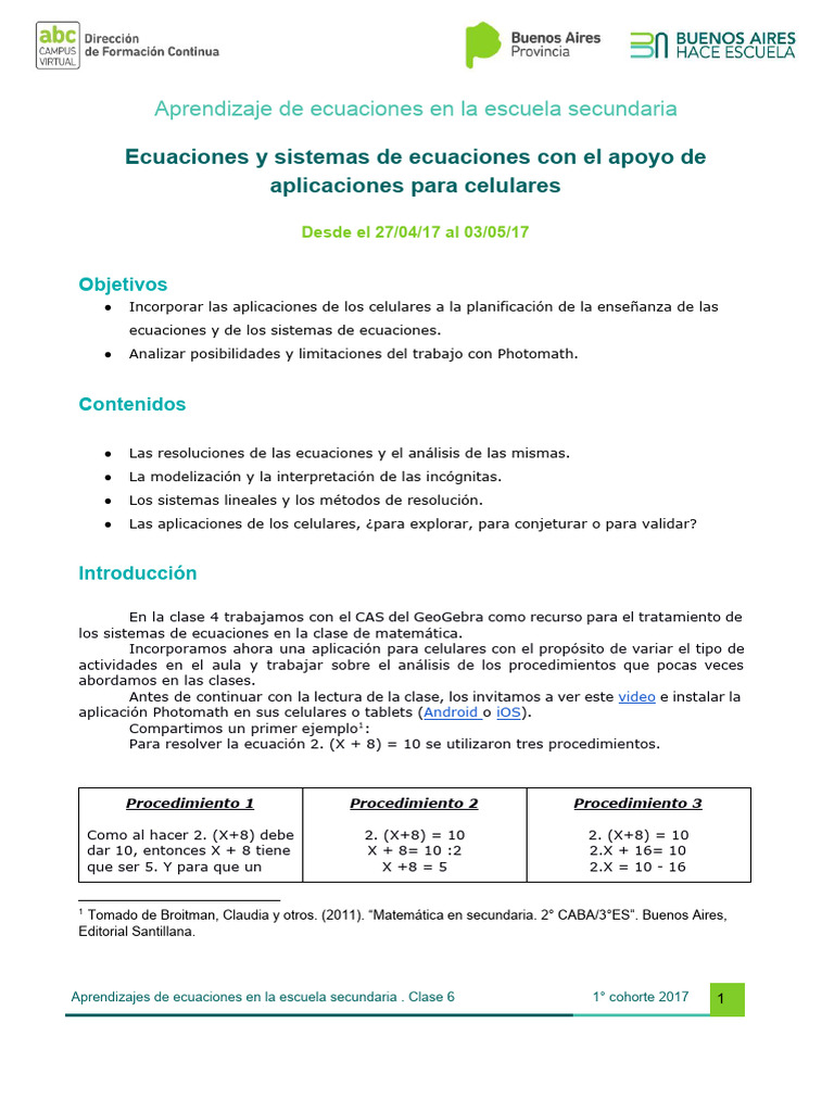 Clase6 | PDF | Ecuaciones | Enseñando