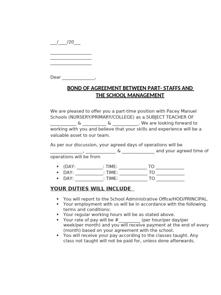 Part Time Letter of Employement | PDF