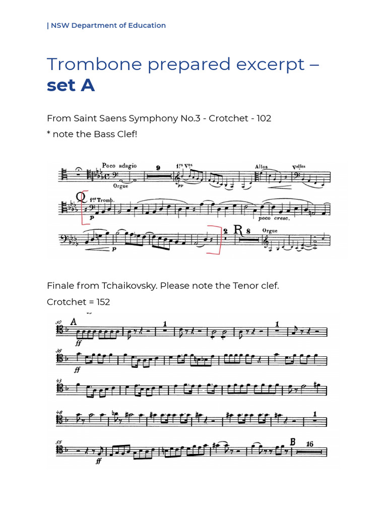 Classical Trombone Prepared Excerpt | PDF