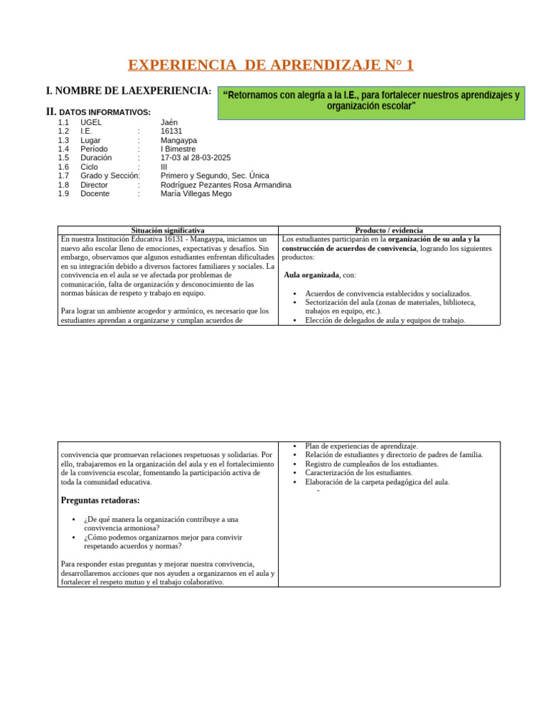 Experiencia de Aprendizaje 1 | PDF | Evaluación | Las emociones