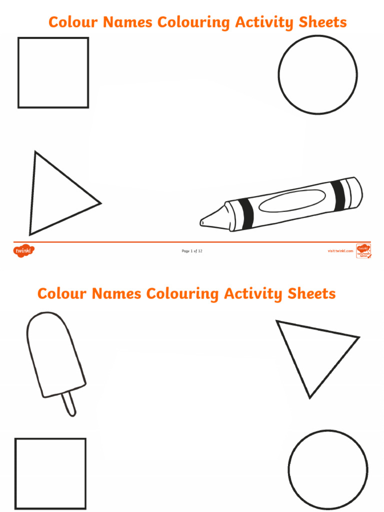 Colour Names Colouring Worksheets | PDF