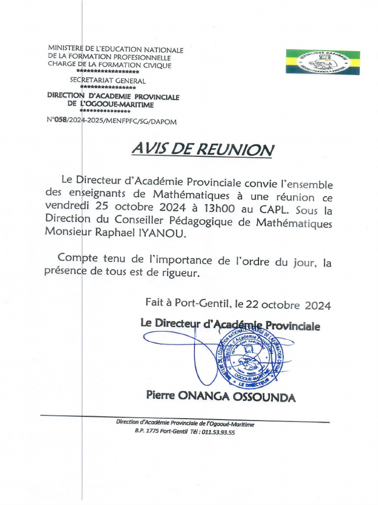 Avis de Réunion | PDF