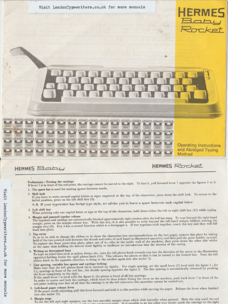 Hermes Baby and Rocket Instruction Manual English | PDF