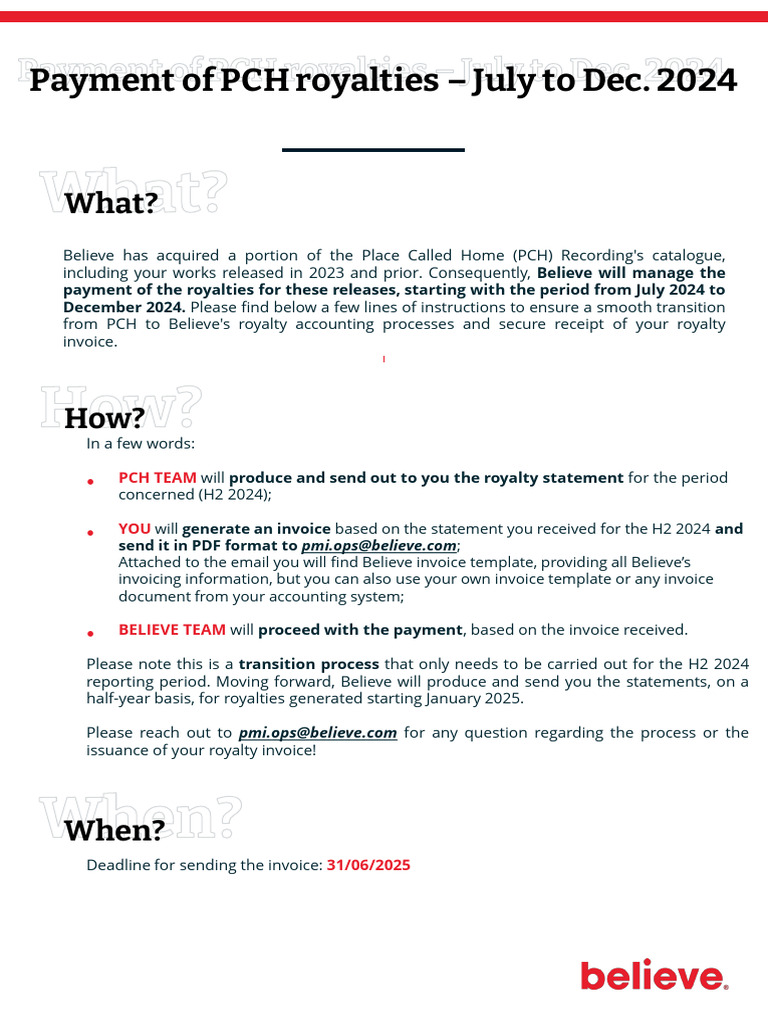 One Pager PCH Invoicing Process | PDF