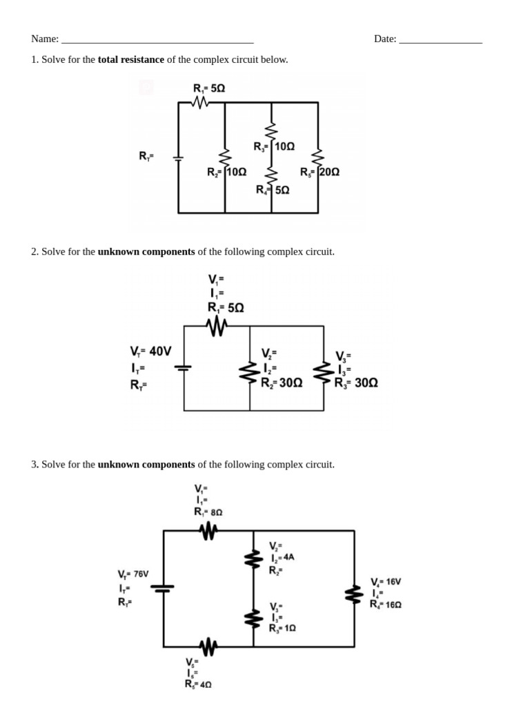 ERDENE - Complex Circuit Worksheet | PDF