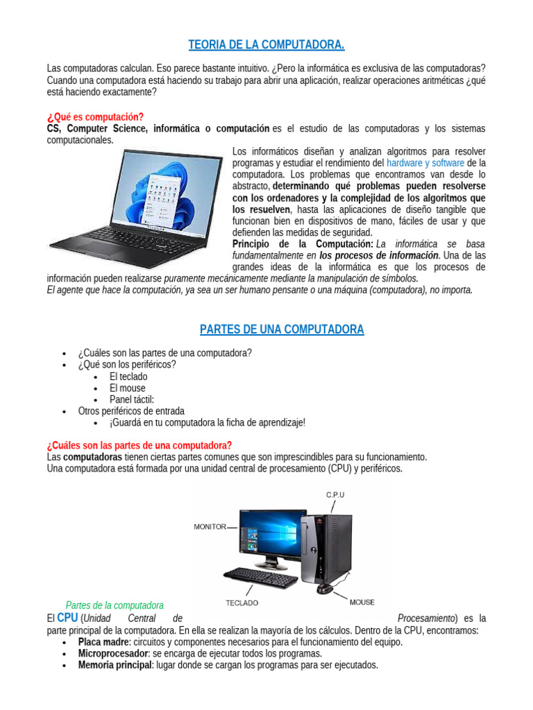 Partes de Una Computadora | PDF | Periférico | Informática