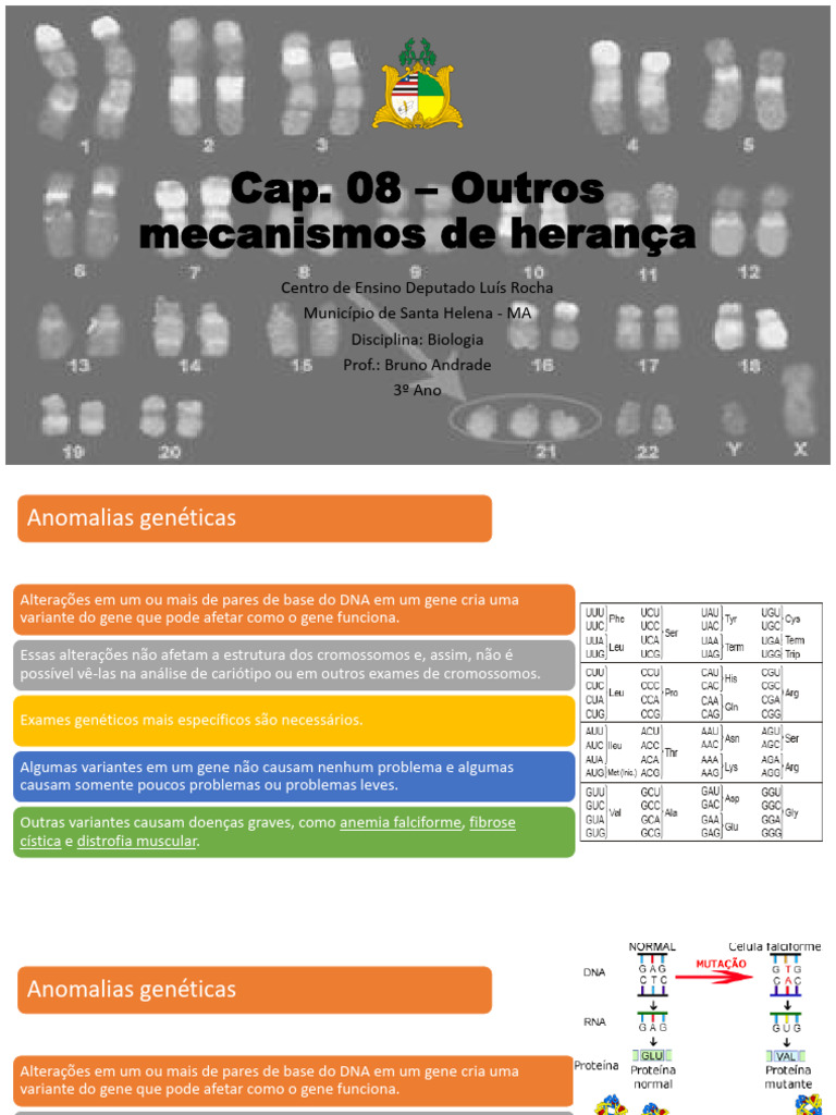 Resumo Prof Bruno Andrade Cap 8 - Anomalias Genéticas | PDF | Genética | Biologia