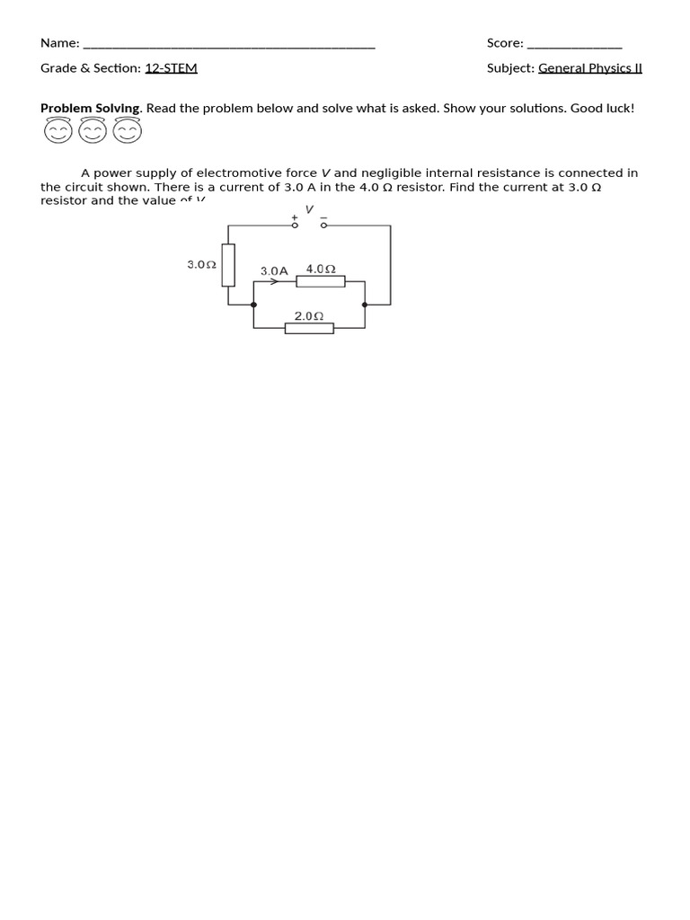 Physics Problem: Circuit Current Analysis | PDF