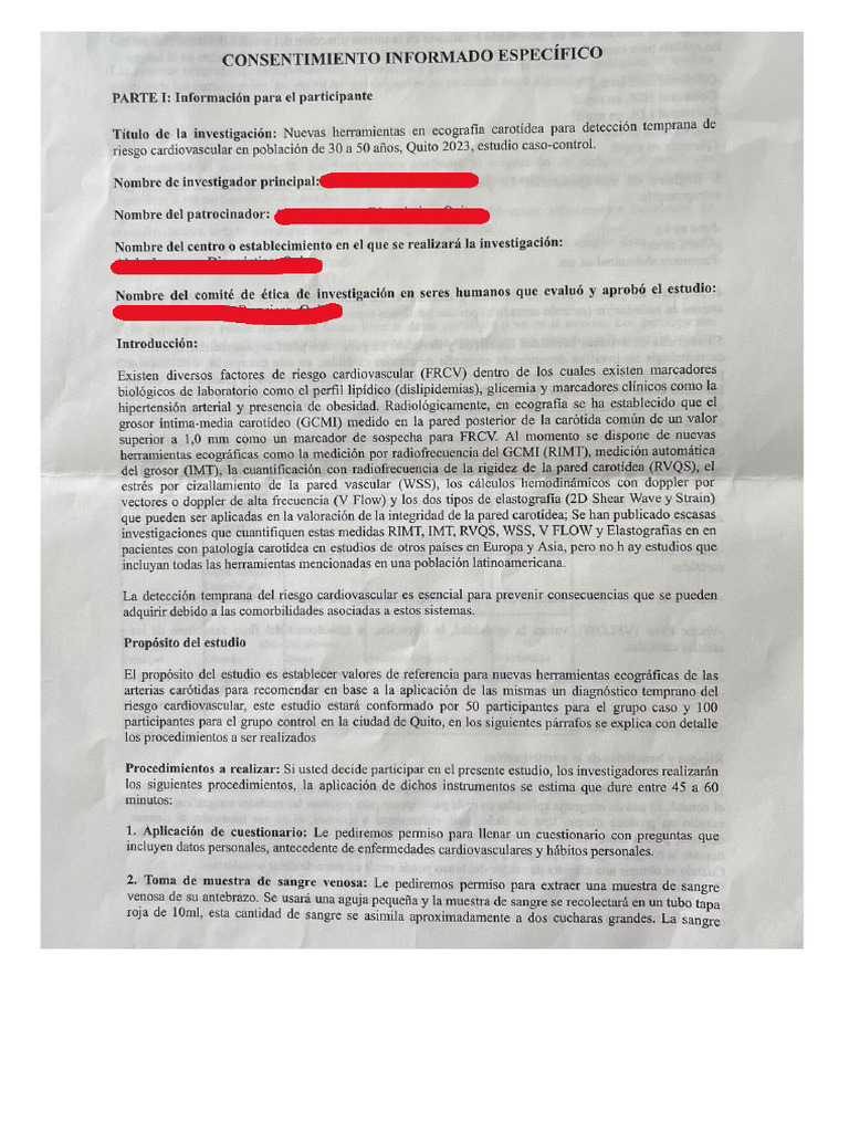 Formulario CI - IV Carótida | PDF