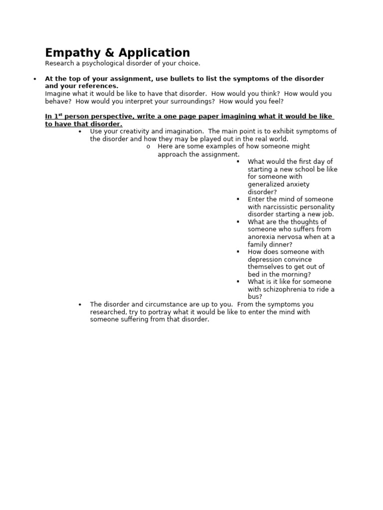 Empathy & Application PSY Disorders | PDF | Mental Disorder | Empathy