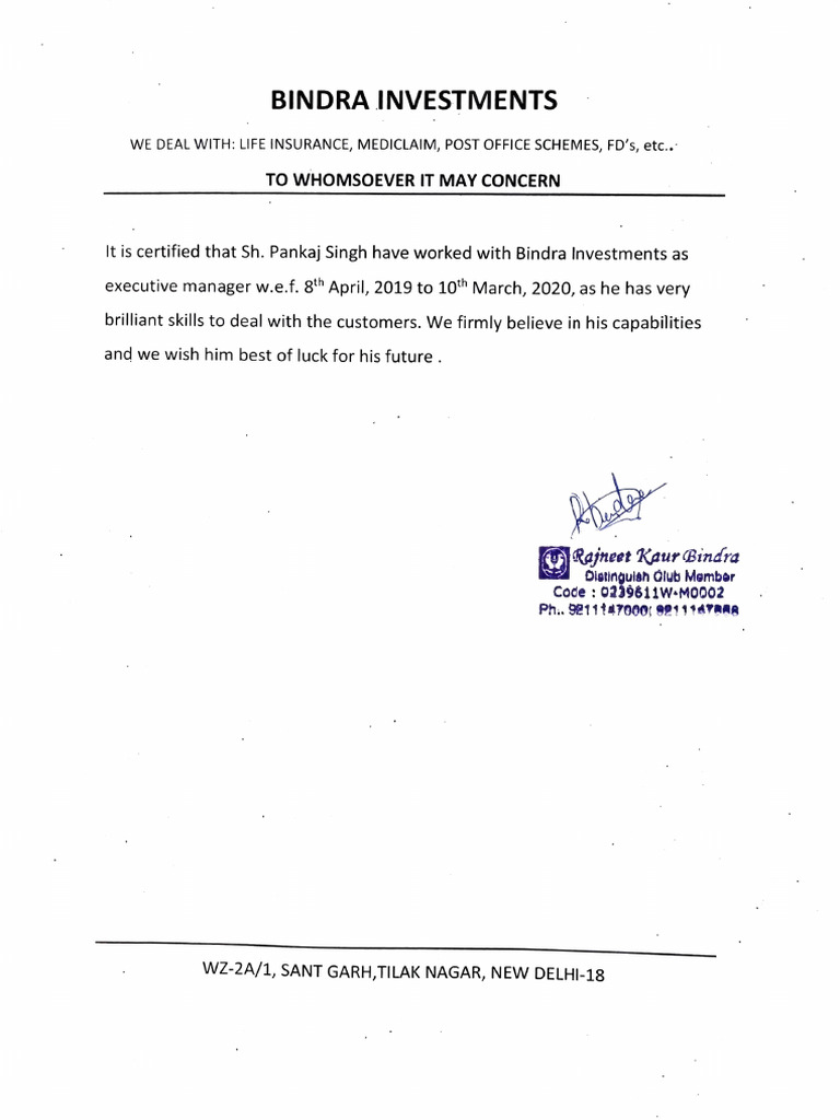 Pankaj Certificate | PDF