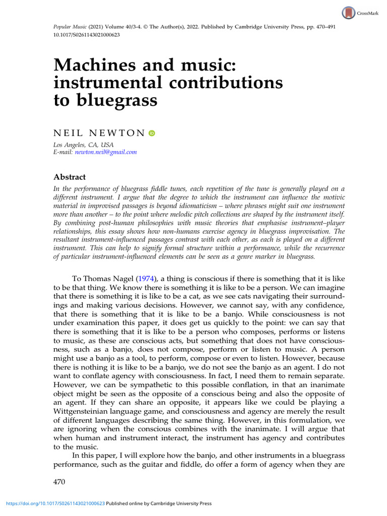 Machines and Music Instrumental Contributions To Bluegrass | PDF ...