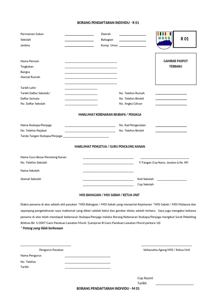 Borang m01 r01m02 r02 | PDF