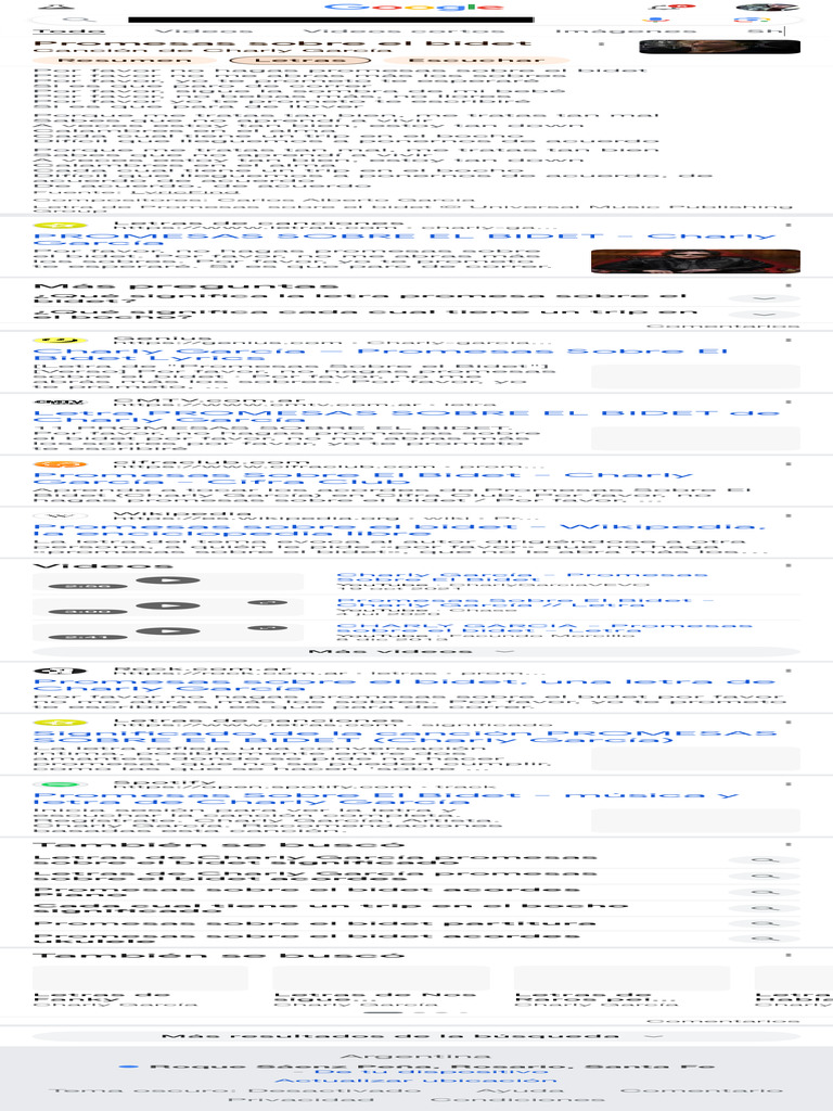 Letras de Charly García Promesas Sobre El Bidet - Buscar Con Google | PDF