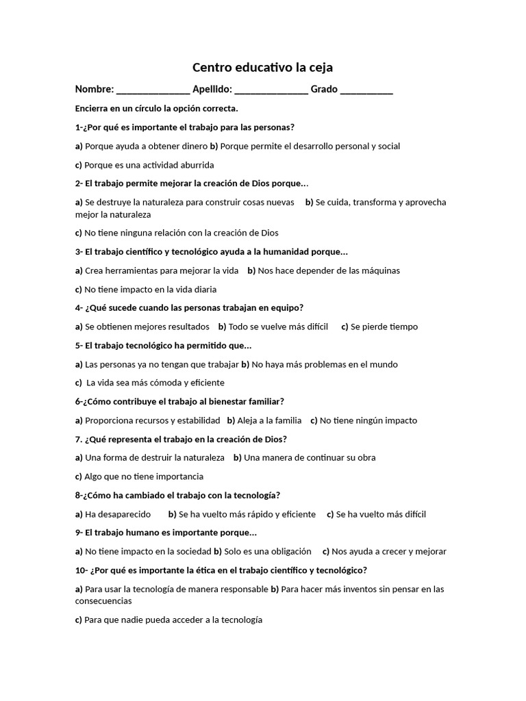 Importancia del Trabajo y la Ética | PDF