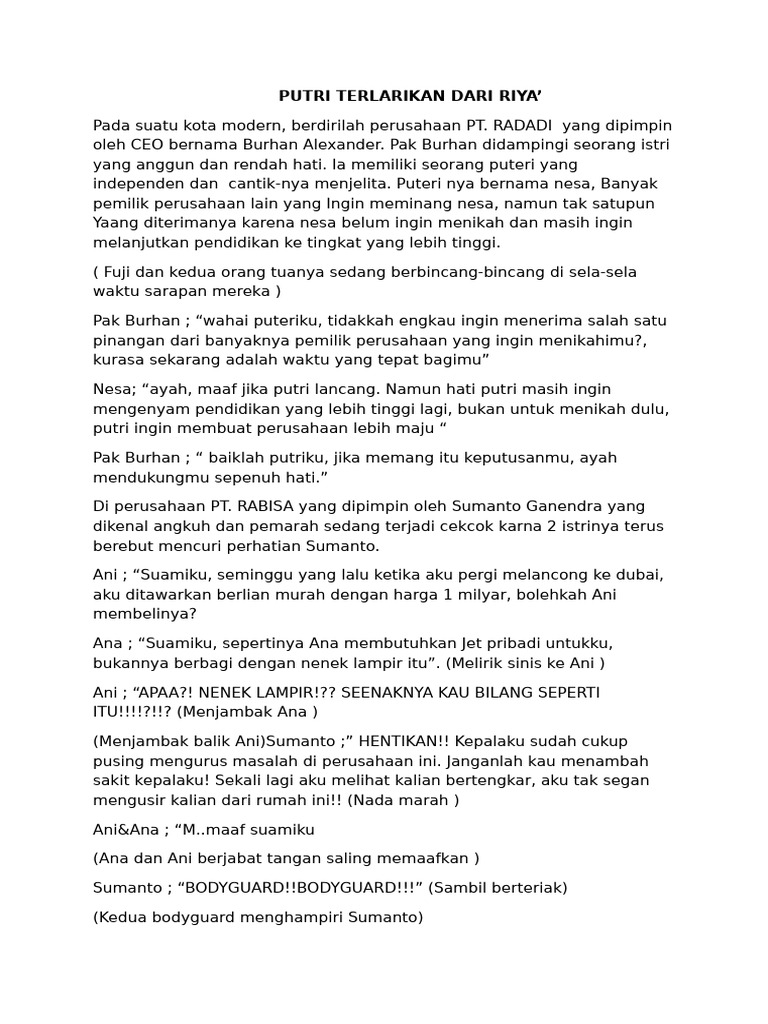 putri terlarikan dari riya' | PDF