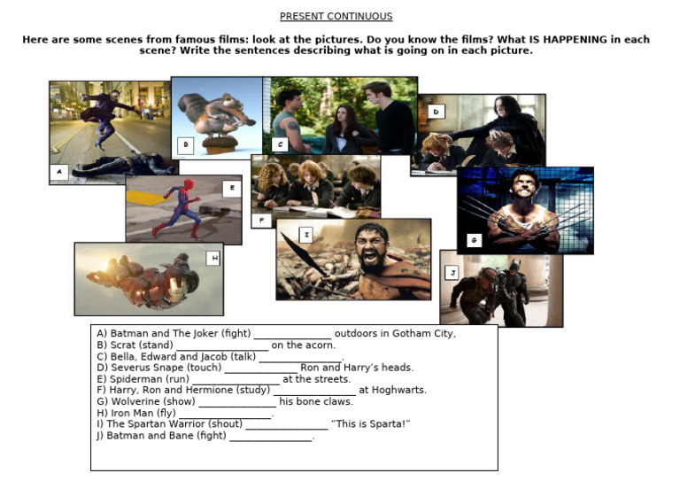 Present Continuous Scenes in Film | PDF